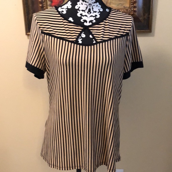 Susan Lawrence | Tops | Susan Lawrence Stunning Stretchy Black Tan ...